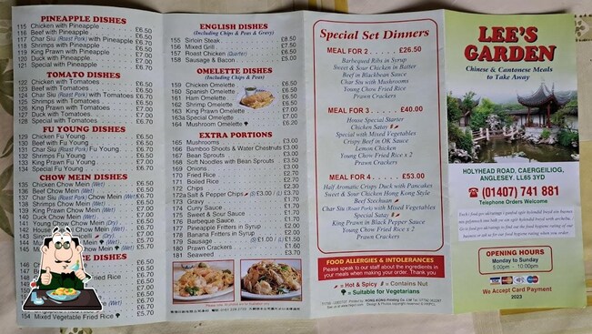 Menu at Lee's Garden fast food, Caergeiliog