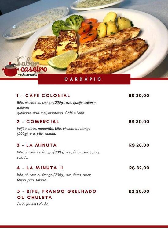 Menu em Sabor Caseiro Restaurante SLO, São Lourenço do Oeste