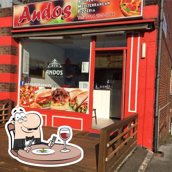 Menu at Andos pizzeria, Sheffield