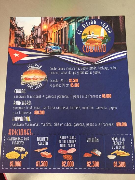 Menu at El Mejor Sabor Cubano restaurant, Envigado