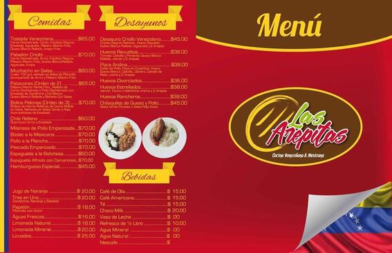 Carta del restaurante Las Arepitas, Durango