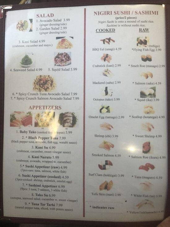 Menu at Oishii Japanese Restaurant, Jesup