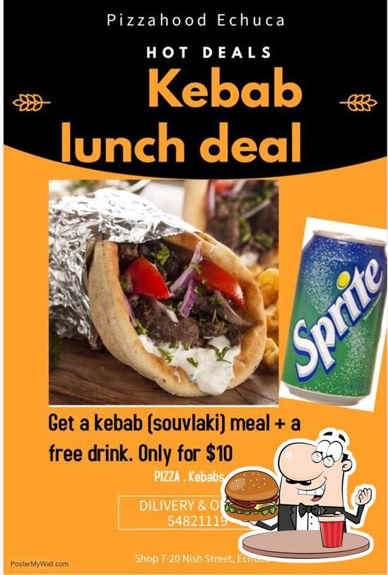 Menu at Pizzahood restaurant, Echuca