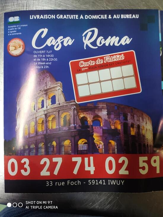Menu at CASA ROMA restaurant, Iwuy