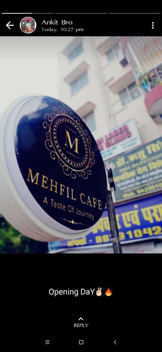 Menu at Mehfil cafe, Bhopal