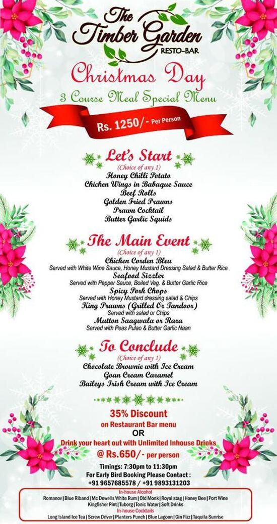 Menu at The Timber Garden, Candolim