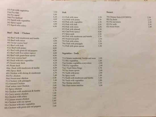 Menu da Perla D'oriente ristorante, Firenze