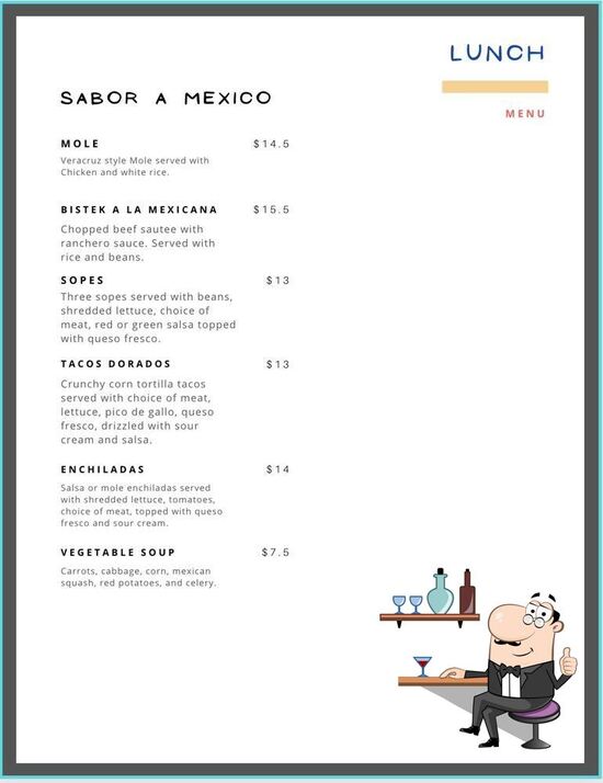 Menu at Casa de Nati restaurant, Los Angeles