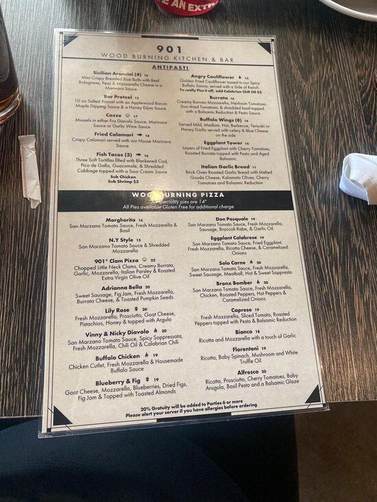 Menu at 901 Wood Burning Kitchen & Bar, Shrub Oak
