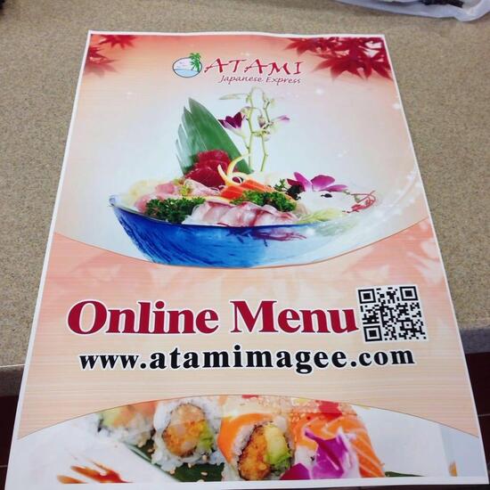 Menu at Atami Japanese Express restaurant, Magee