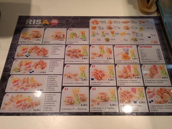 Speisekarte von Risa Chicken fast Food, Berlin, Hardenbergpl. 2