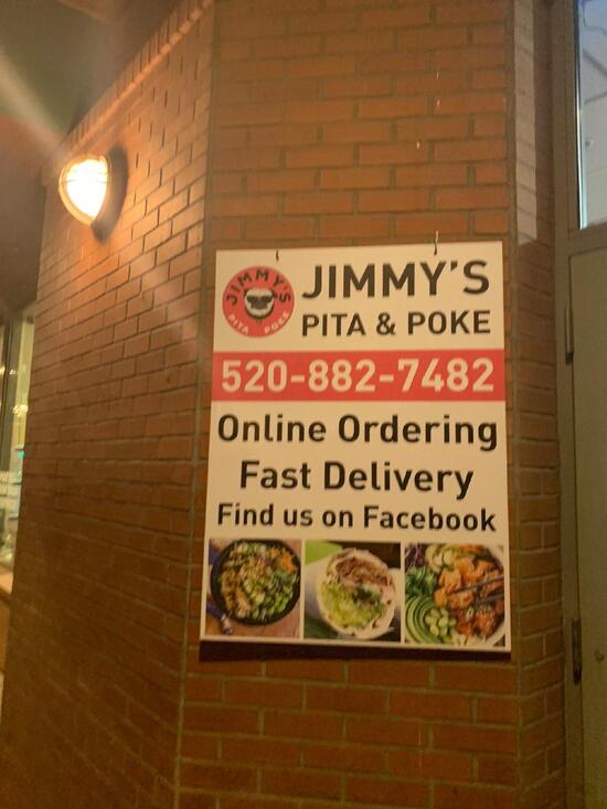Menu at Jimmy's Pita & Poke restaurant, Tucson