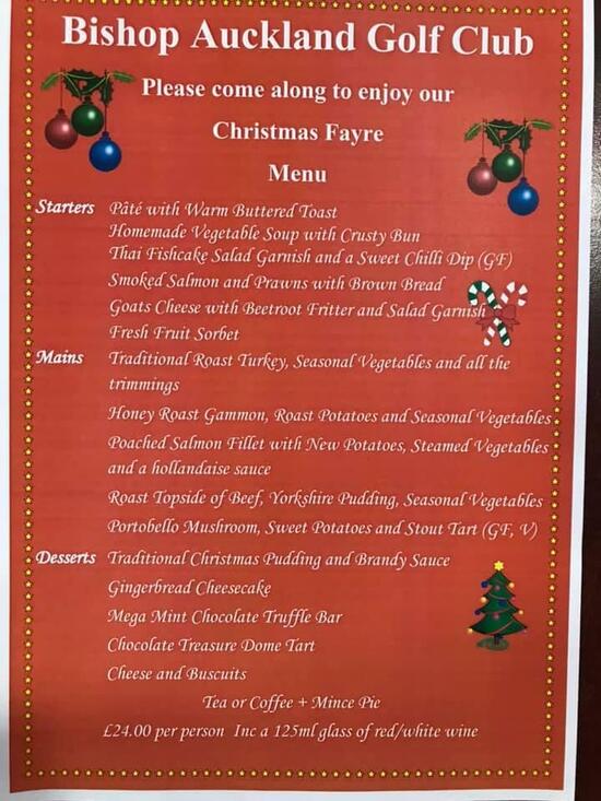 Menu at Bishop Auckland Golf Club Bar & Catering, Bishop Auckland