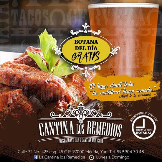 Menu at La Cantina los Remedios pub & bar, Merida