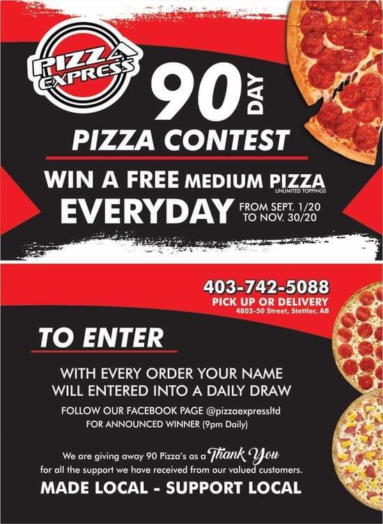 Menu at Pizza Express LTD. pizzeria, Stettler