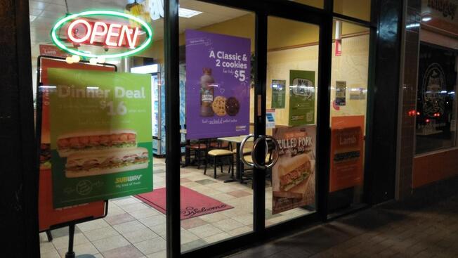Menu at Subway fast food, Gunnedah
