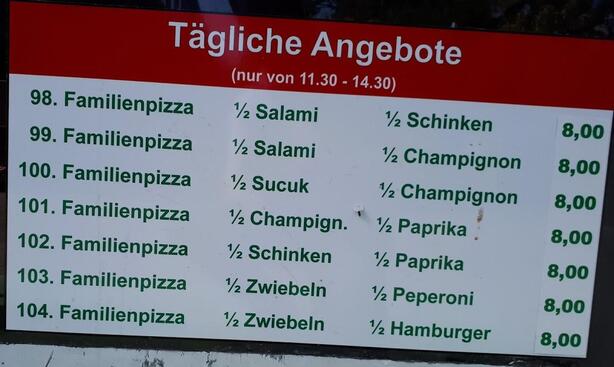 Speisekarte von Pizza da rosa, Nürnberg, Görlitzer Str. 20