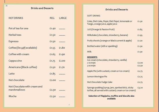 Menu at Queen Elizabeth Cafe, Torquay
