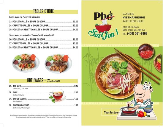 Pho Saigon 1 - SOREL-TRACY, Sorel-Tracy - Menu du restaurant, prix et avis