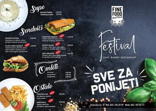 Menu at Fine Food Titova, Sarajevo, Maršala Tita 58