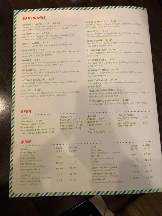 Menu at The Spoke restaurant, Chandler