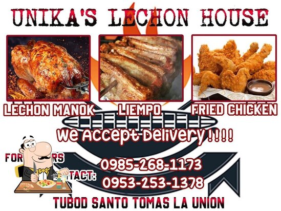 Menu at Unika's lechon house restaurant, Santo Tomas