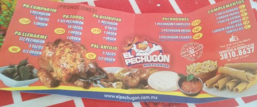 Menu at El Pechugon 8 de Julio restaurant, Tlaquepaque