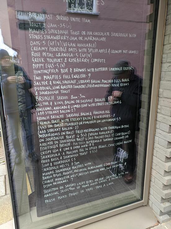 Menu at Two Magpies Bakery, Norwich