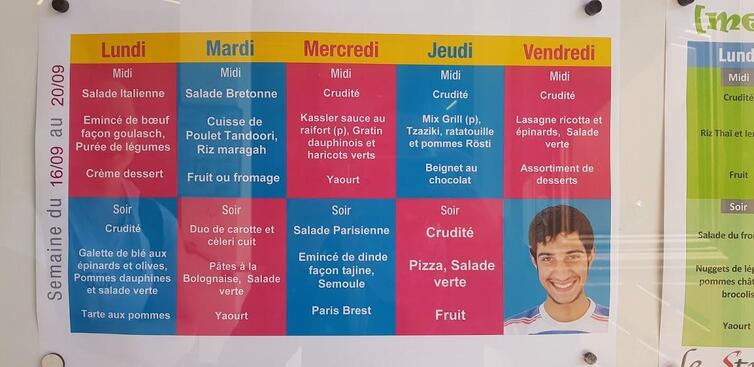 Menu at Restaurant universitaire du Stift, Strasbourg