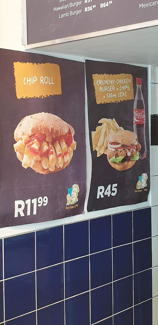 Menu at fat cake city restaurant, Sasolburg