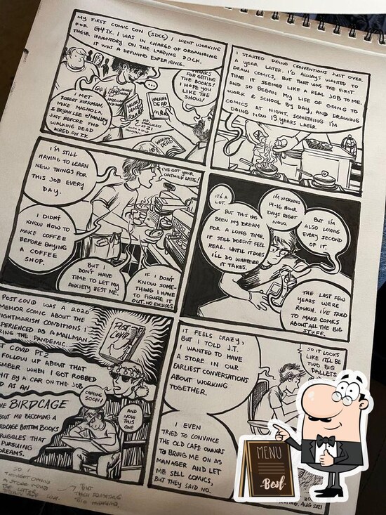 Menu at Birdcage Comics Cafe, San Bernardino