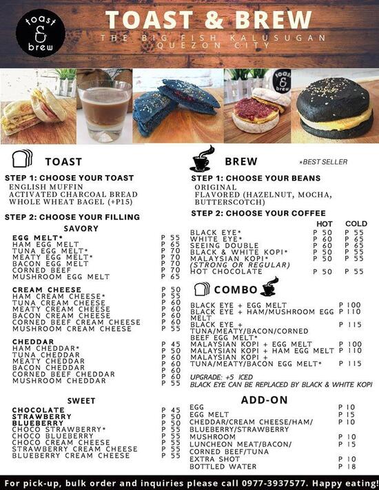 Menu at Toast and Brew, Quezon City
