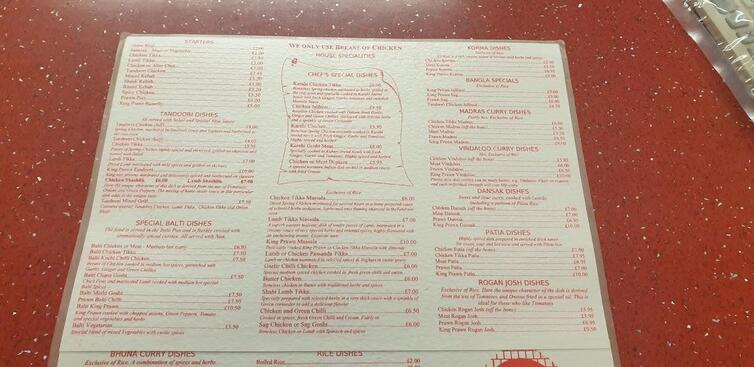 Menu at Bangla Balti House fast food, Southampton
