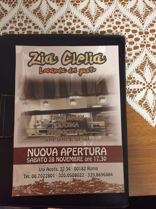 Menu at Zia Clelia restaurant, Rome