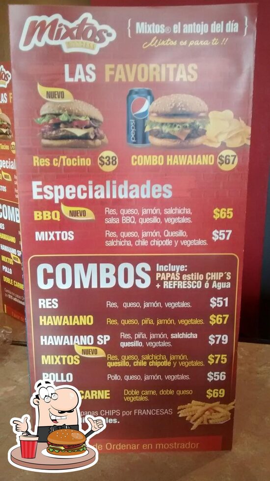 Menu at Mixtos Express restaurant, Oaxaca, Calz. Porfirio Díaz 243