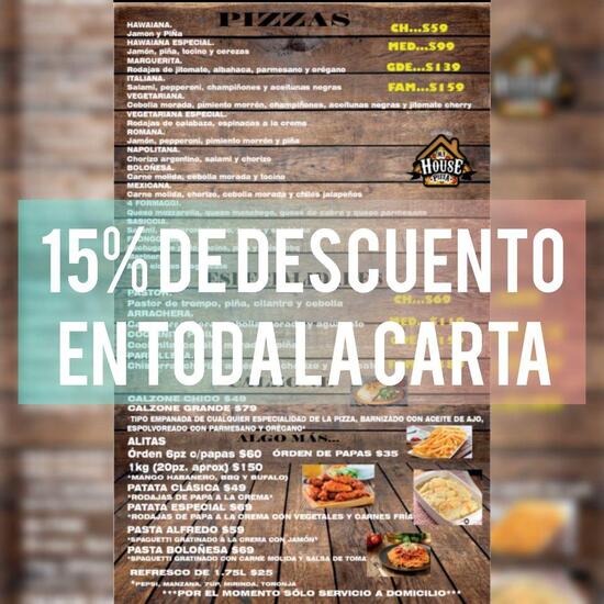 Menu at PIZZA MY HOUSE restaurant, Mexico City