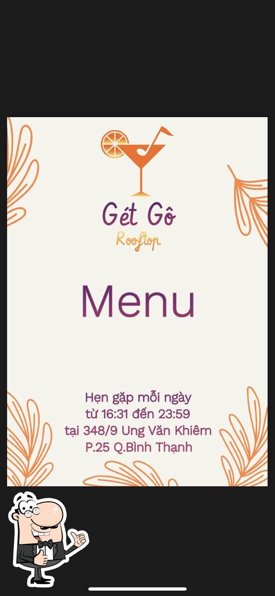 Menu at Gét Gô Rooftop pub & bar, Ho Chi Minh City