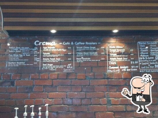 Menu at Crema cafe, Rangiora
