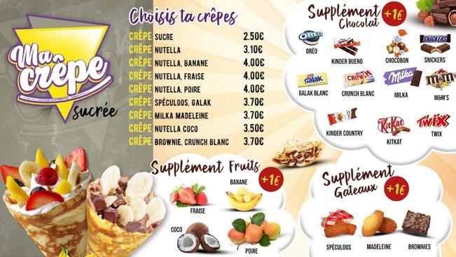 Menu at Ma Crêpe restaurant, Libourne
