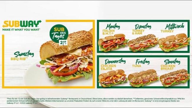 Menu au Subway Harrislee-Fakta restaurant, Harrislee