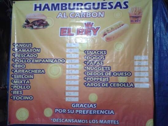 Menu at Hamburguesas al Carbón El REY restaurant, Quesería