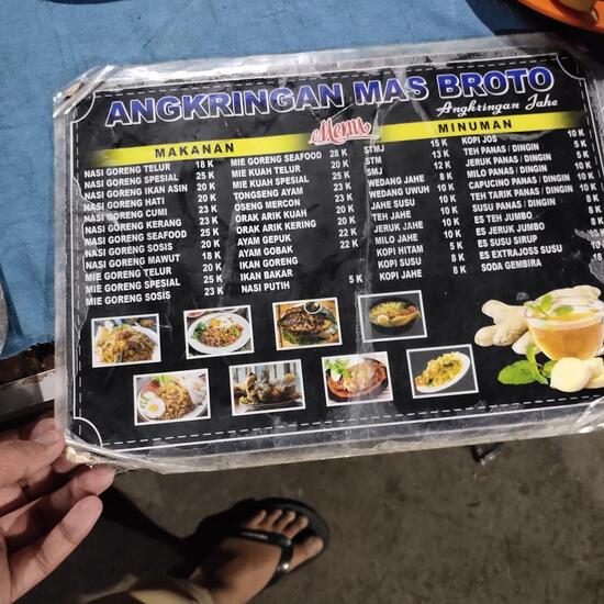 Carta del restaurante Angkringan Mas Broto, Tanjung Selor Hilir