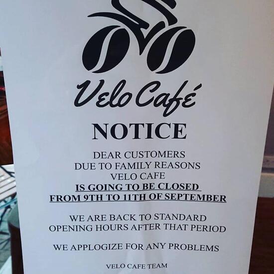 Menu at Velo Café cafe, Macclesfield