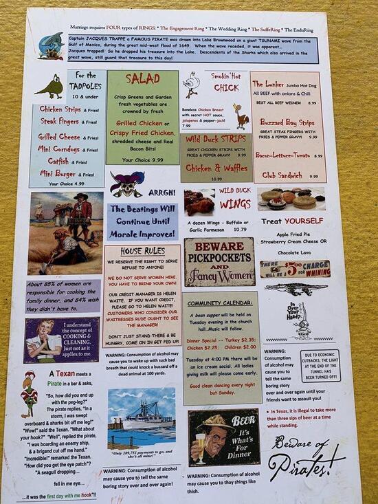 Menu at Wild Duck Marina restaurant, Brownwood, 320 Hightop St