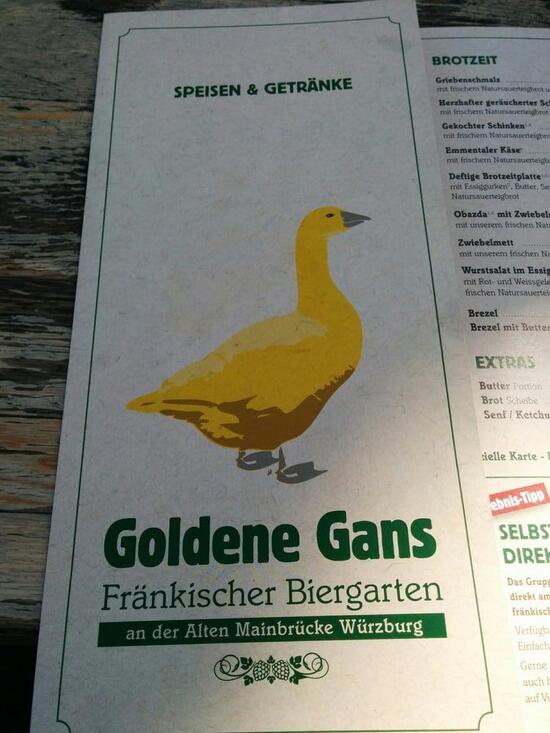 Menu at Goldene Gans pub & bar, Würzburg, Burkarder Strasse 2-4