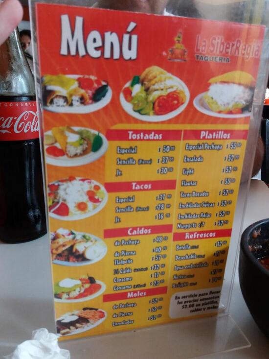 Menu at La Siber Regia restaurant, General Escobedo, Av. Benito Juárez S/N