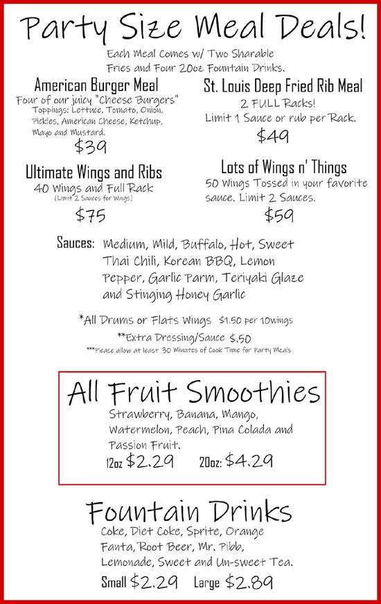 Carta del restaurante "The Pocket" Lane Side Grill, DeLand