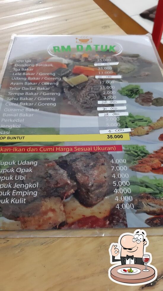 Menu at Sop Datuk restaurant, West Jakarta