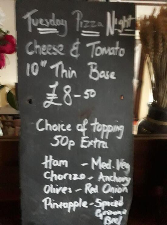 Menu at The Barley Mow, Oswestry
