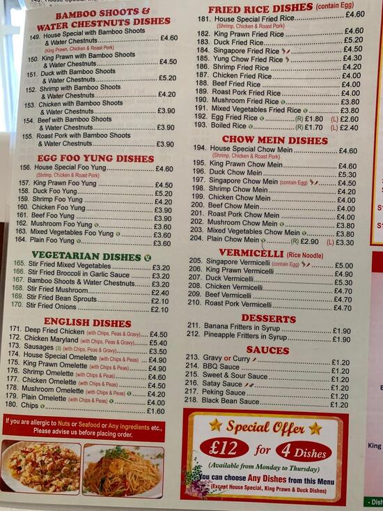 Menu at Gold Crown Chinese Takeaway restaurant, Cleethorpes